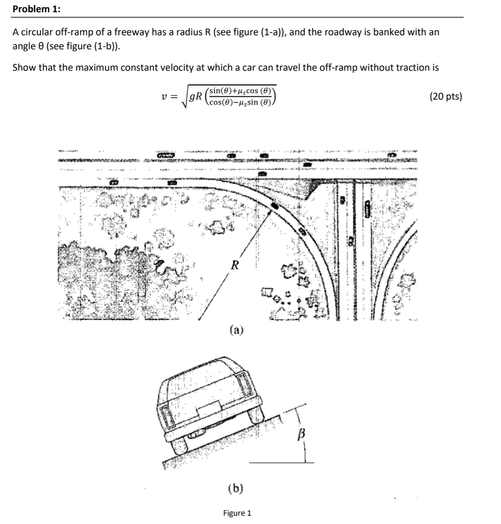 Solved Problem 1: A circular off-ramp of a freeway has a | Chegg.com