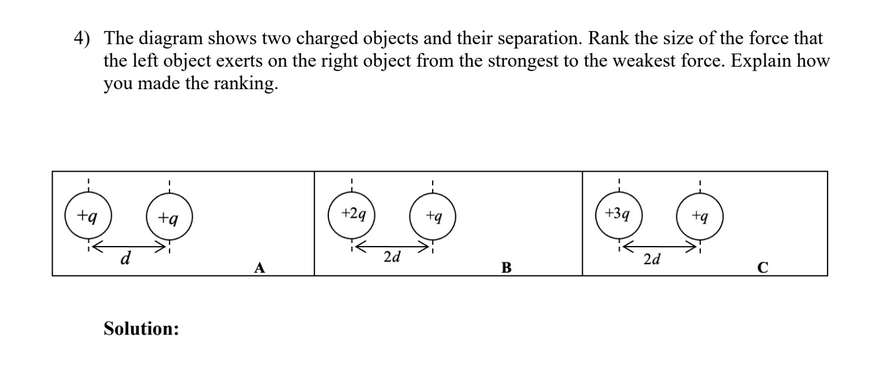 Solved 4) The diagram shows two charged objects and their | Chegg.com