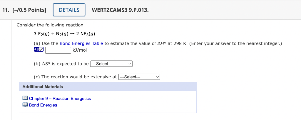 Solved Consider the following reaction. 3 | Chegg.com