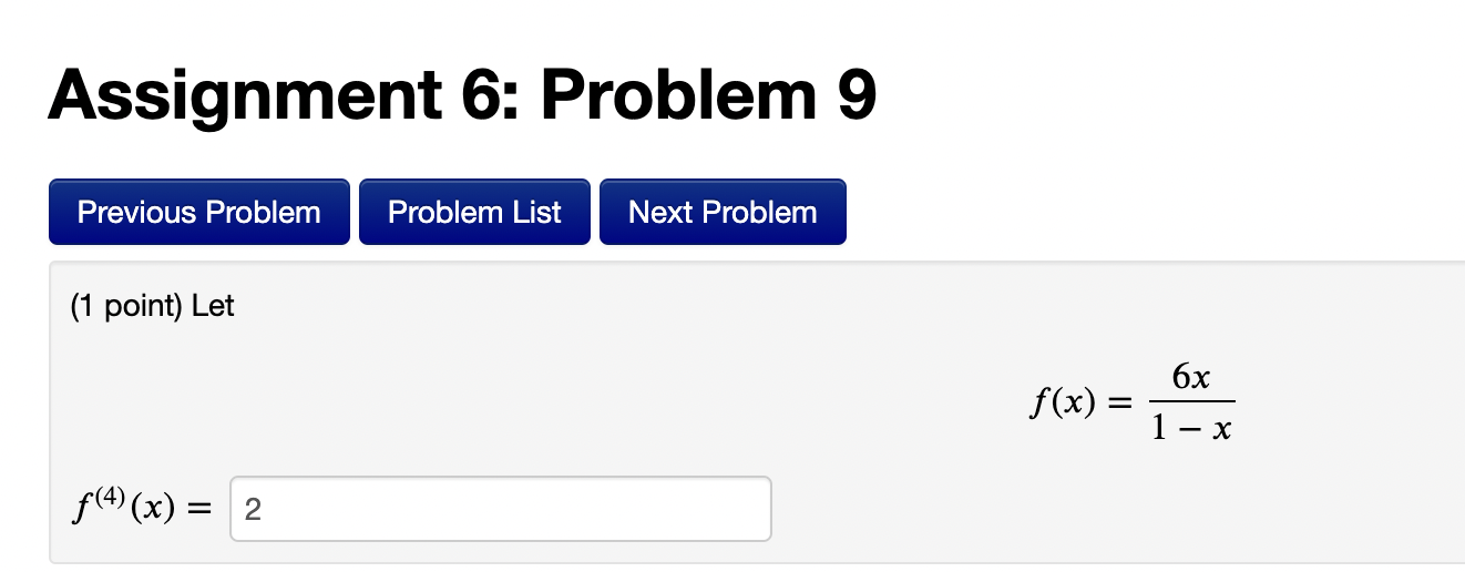 Solved Assignment 6 Problem 9 1 Point Let Fx1−x6x 