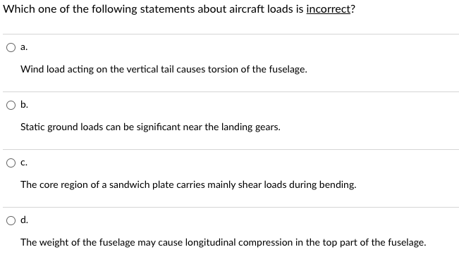 Solved Which one of the following statements about aircraft | Chegg.com