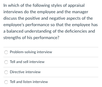 Solved In which of the following styles of appraisal | Chegg.com