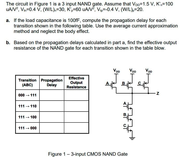 Solved The circuit in Figure 1 is a 3 input NAND gate. | Chegg.com