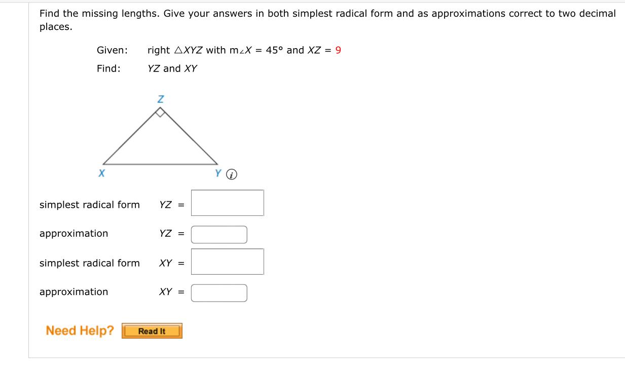 Solved Find the missing lengths. Give your answers in both | Chegg.com