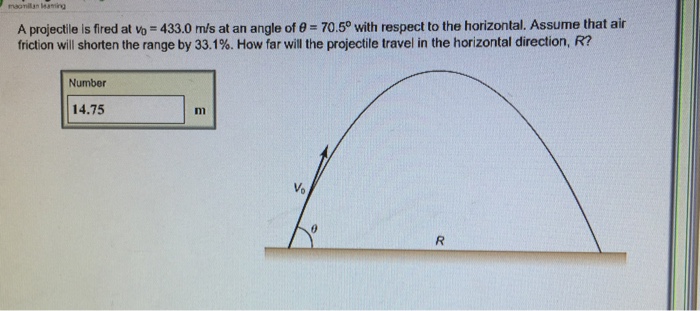 Solved A projectile is fired at V_0 = 433.0 m/s at an angle | Chegg.com