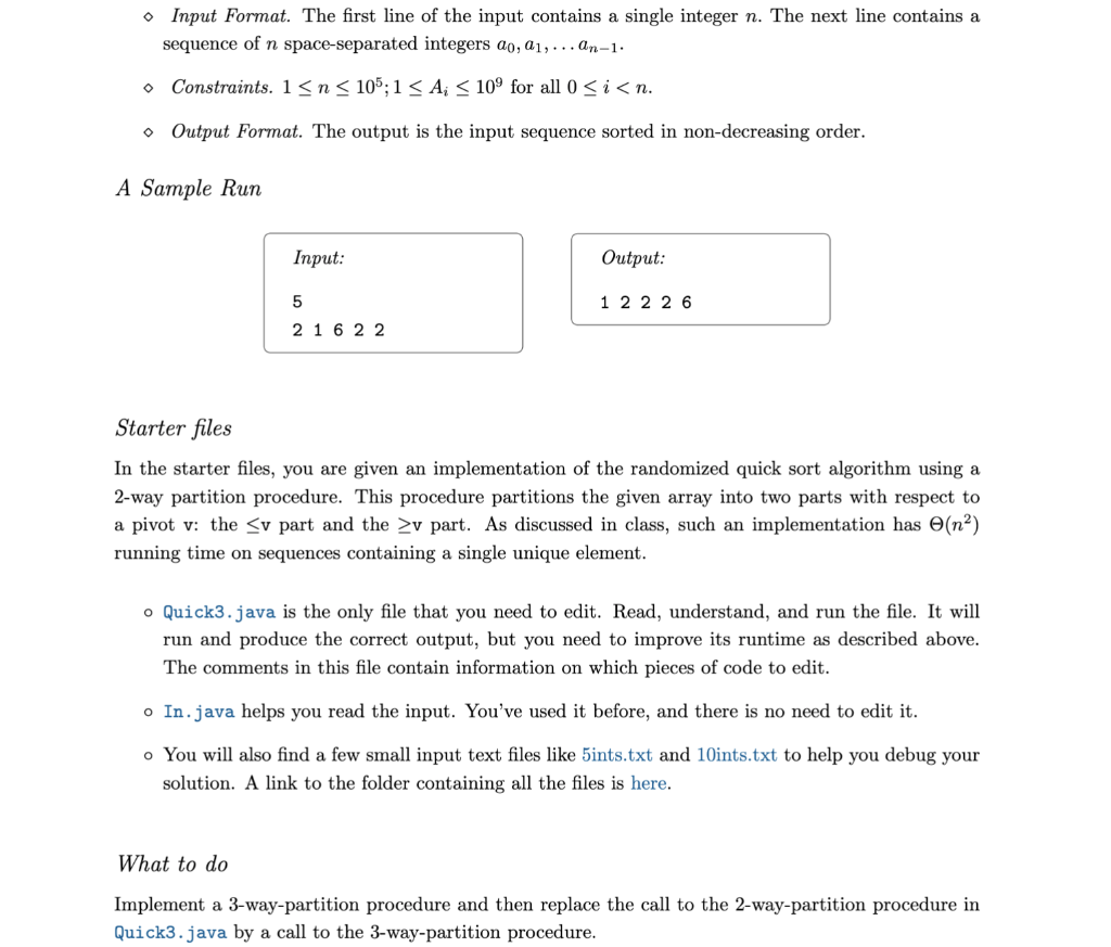 import java.util.Random; // Class Quick3. Provides | Chegg.com
