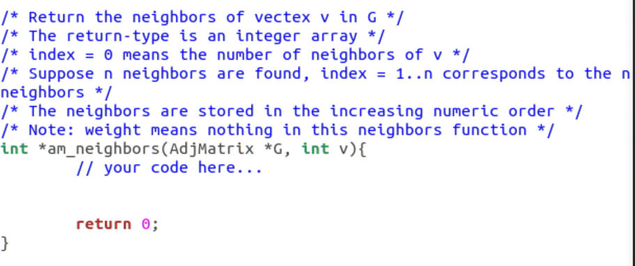 Solved You are going to implement the adjacency matrix for a | Chegg.com