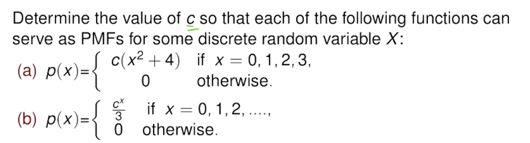 Solved Determine the value of c? so ﻿that each of ﻿the | Chegg.com