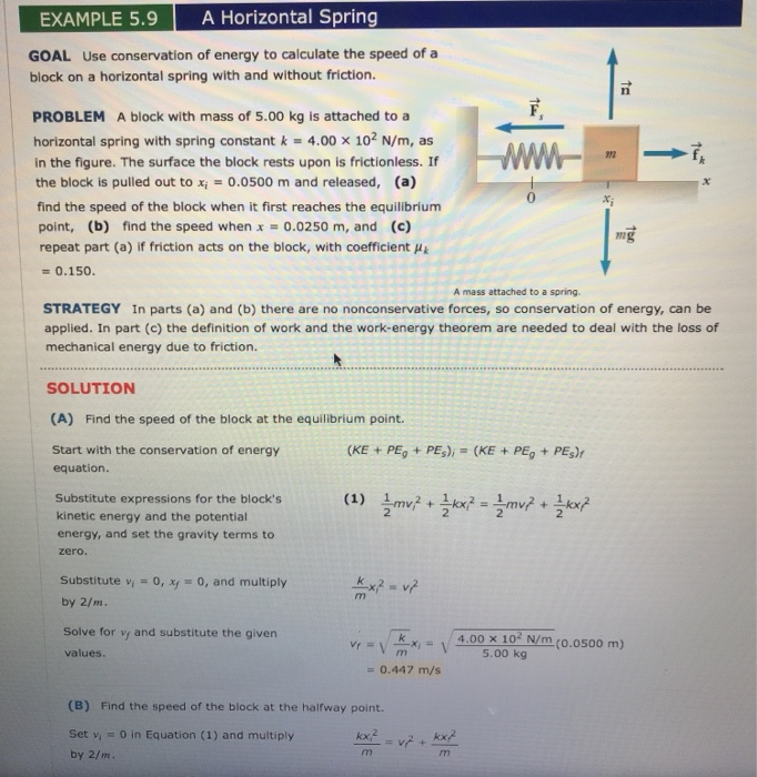 Solved - EXAMPLE 5.9 A Horizontal Spring GOAL Use | Chegg.com