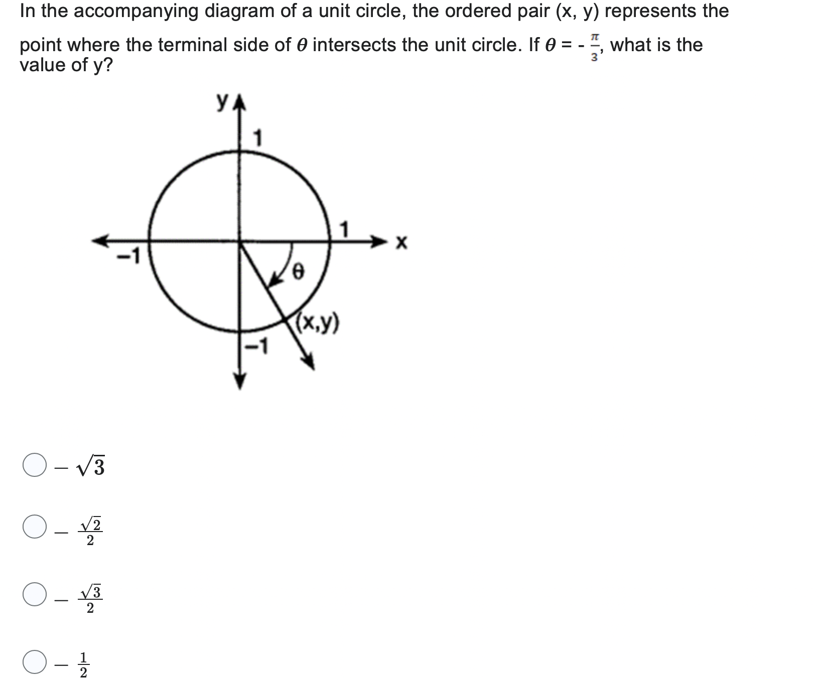 Solved In the accompanying diagram of a unit circle, the | Chegg.com