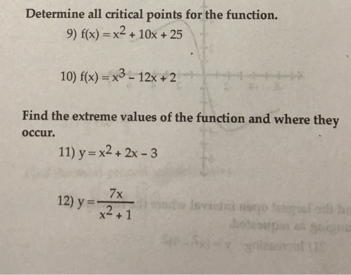 Solved Determine all critical points for the function. 9) | Chegg.com