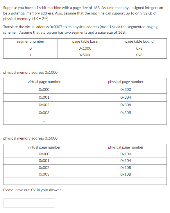 Solved Suppose you have a 16-bit machine with a page size of | Chegg.com