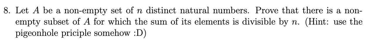 Solved 8. Let A be a non-empty set of n distinct natural | Chegg.com