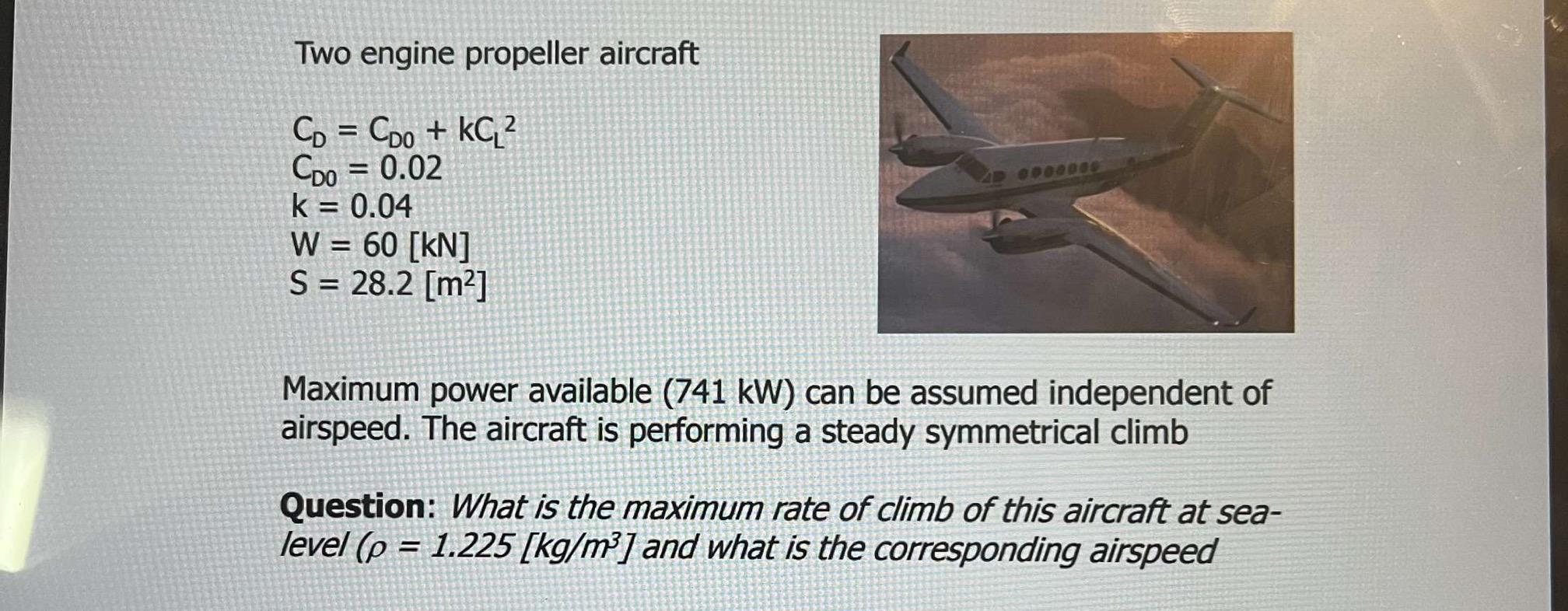 Solved Two engine propeller aircraft | Chegg.com