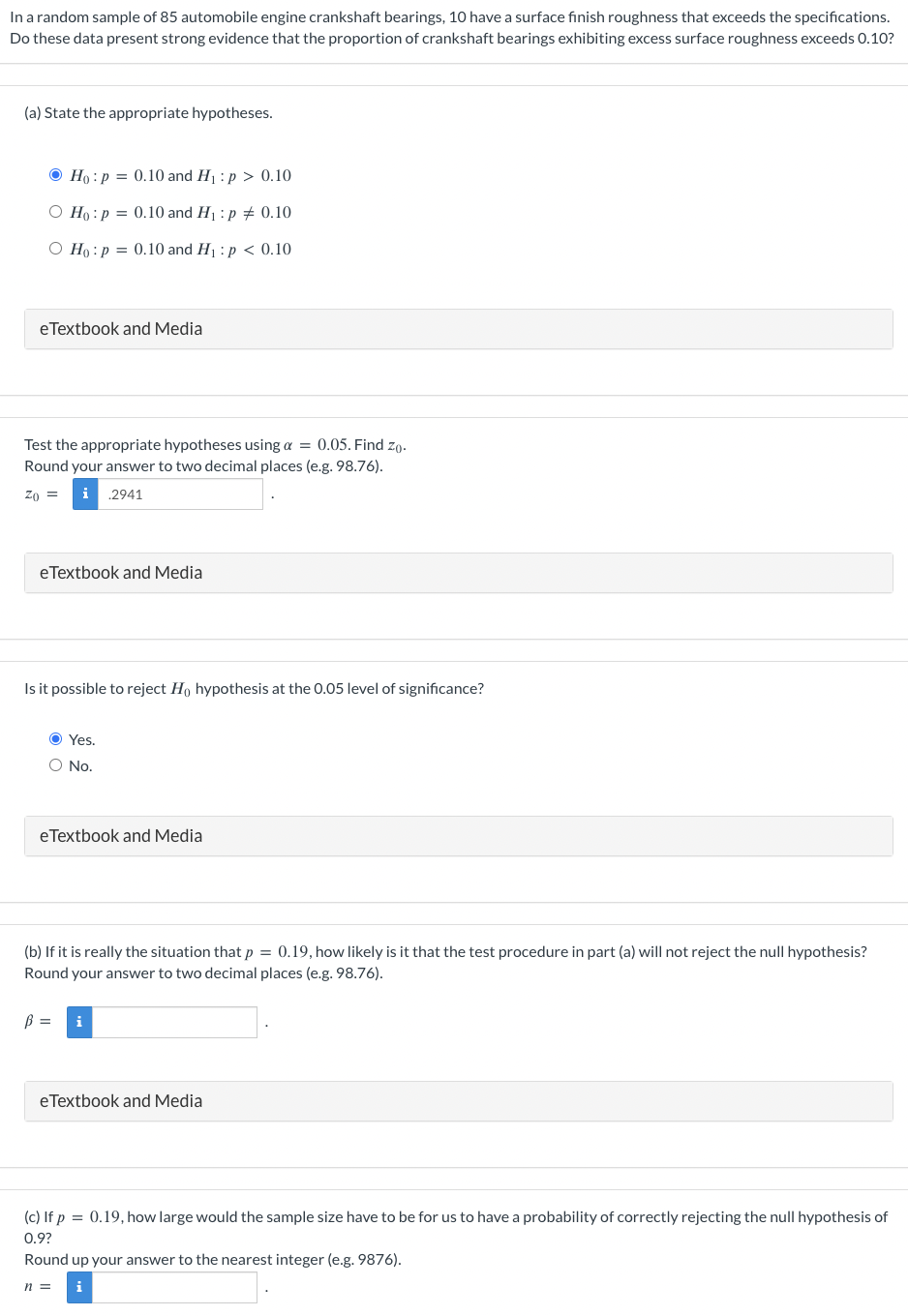 Solved In a random sample of 85 automobile engine crankshaft | Chegg.com
