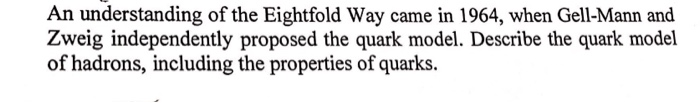 Solved An understanding of the Eightfold Way came in 1964, | Chegg.com