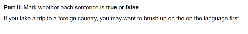 Solved Part II: Mark whether each sentence is true or false | Chegg.com