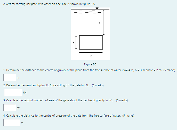 Solved A vertical rectangular gate with water on one side is | Chegg.com