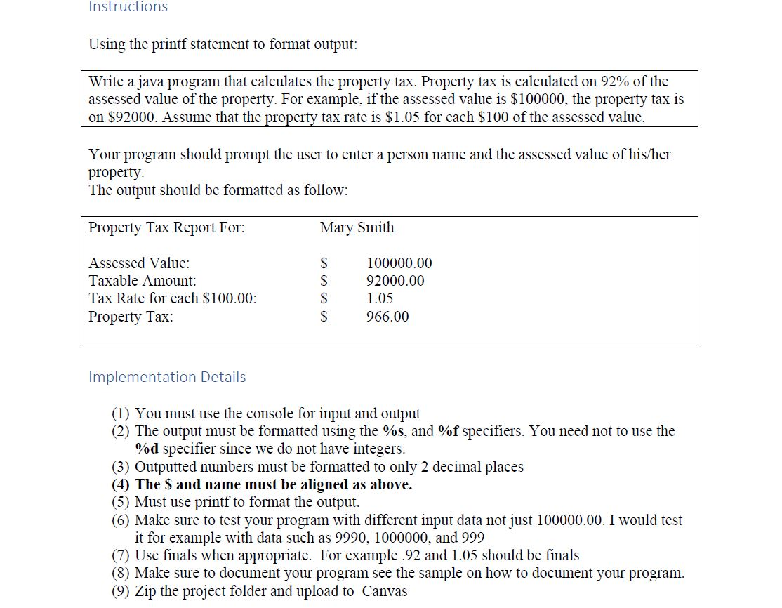 Solved Please write a Java program using the printf | Chegg.com