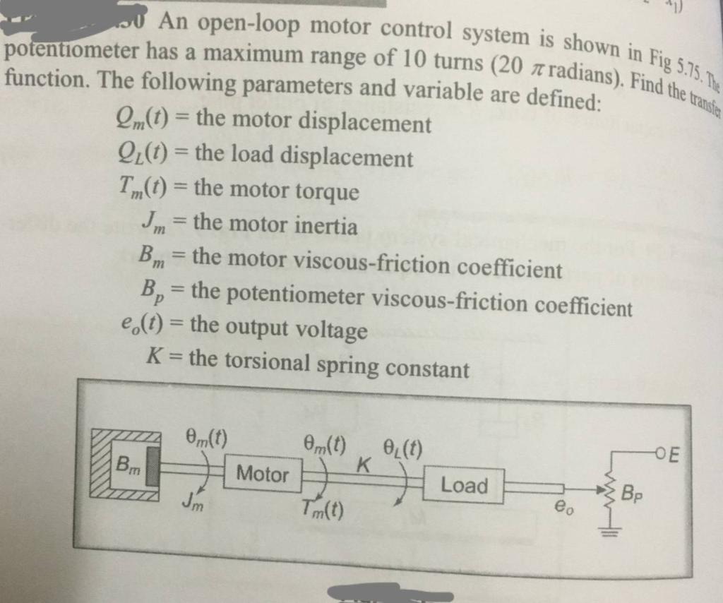 Solved 0 An open-loop motor control system is shown in Fig | Chegg.com