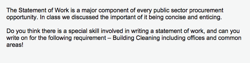 Solved The Statement of Work is a major component of every | Chegg.com