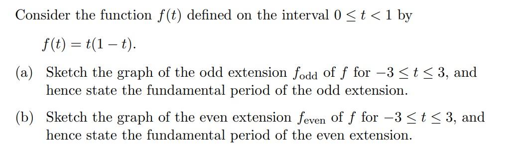 Solved Consider the function f(t) defined on the interval 0 | Chegg.com