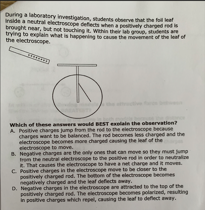 Solved During a laboratory investigation, students observe | Chegg.com