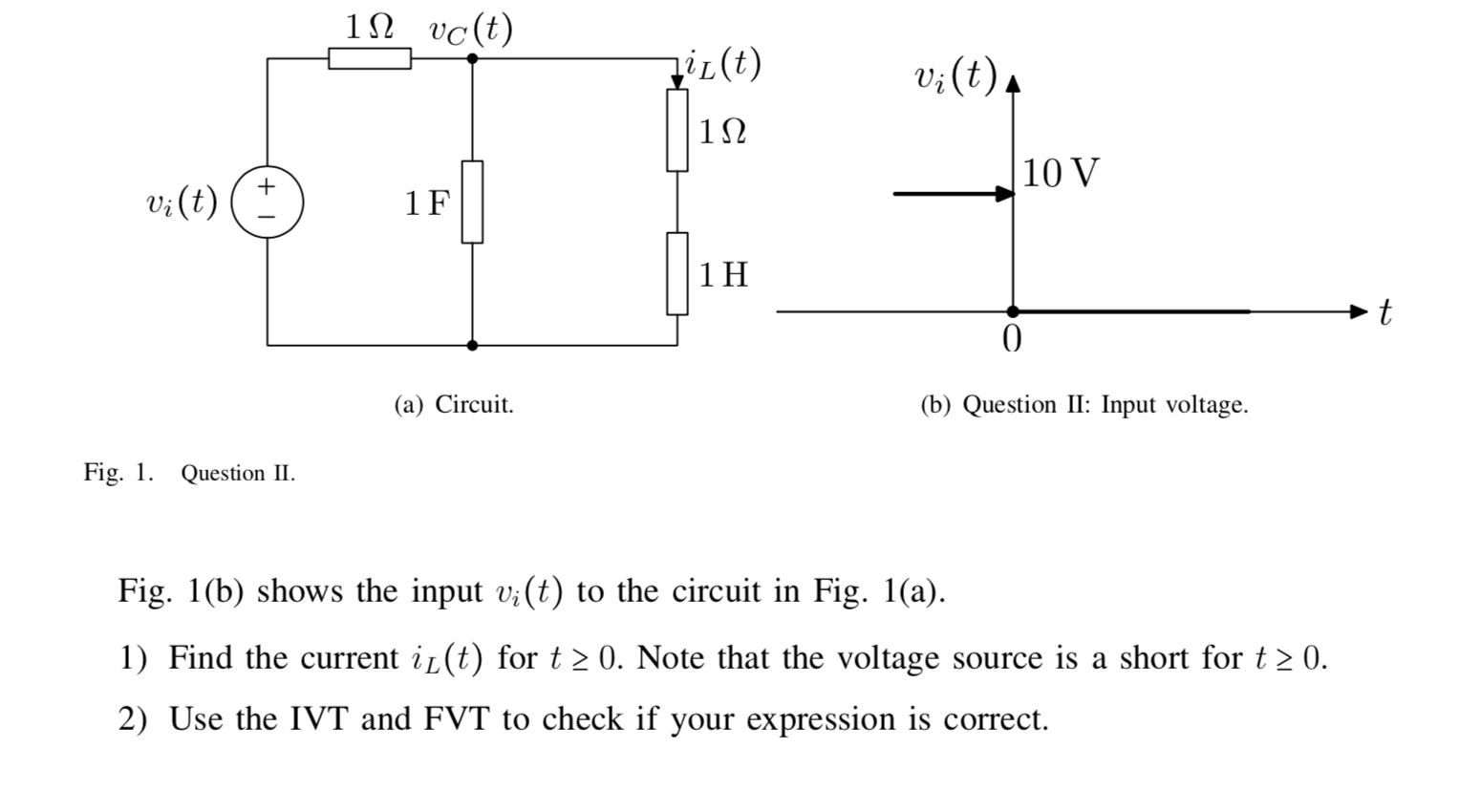 Solved Fig. 1(b) shows the input vi(t) to the circuit in | Chegg.com