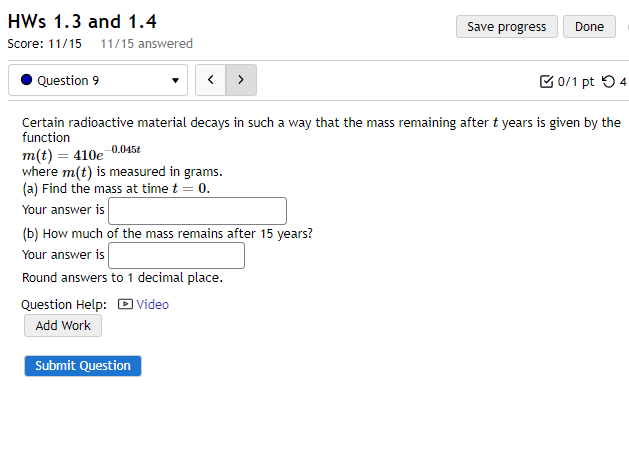 Solved Certain radioactive material decays in such a way | Chegg.com