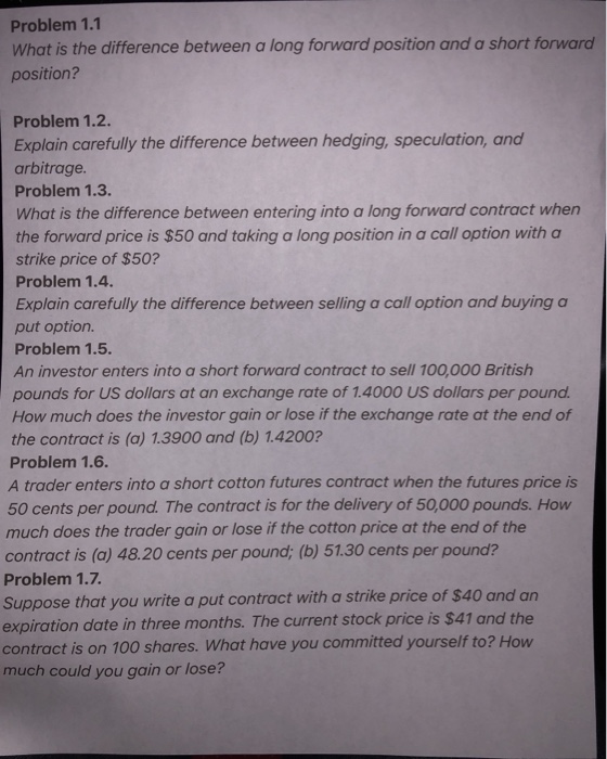 Solved Problem 1.1 What is the difference between a long | Chegg.com