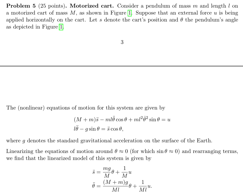Solved Problem 5 (25 points). Motorized cart. Consider a | Chegg.com