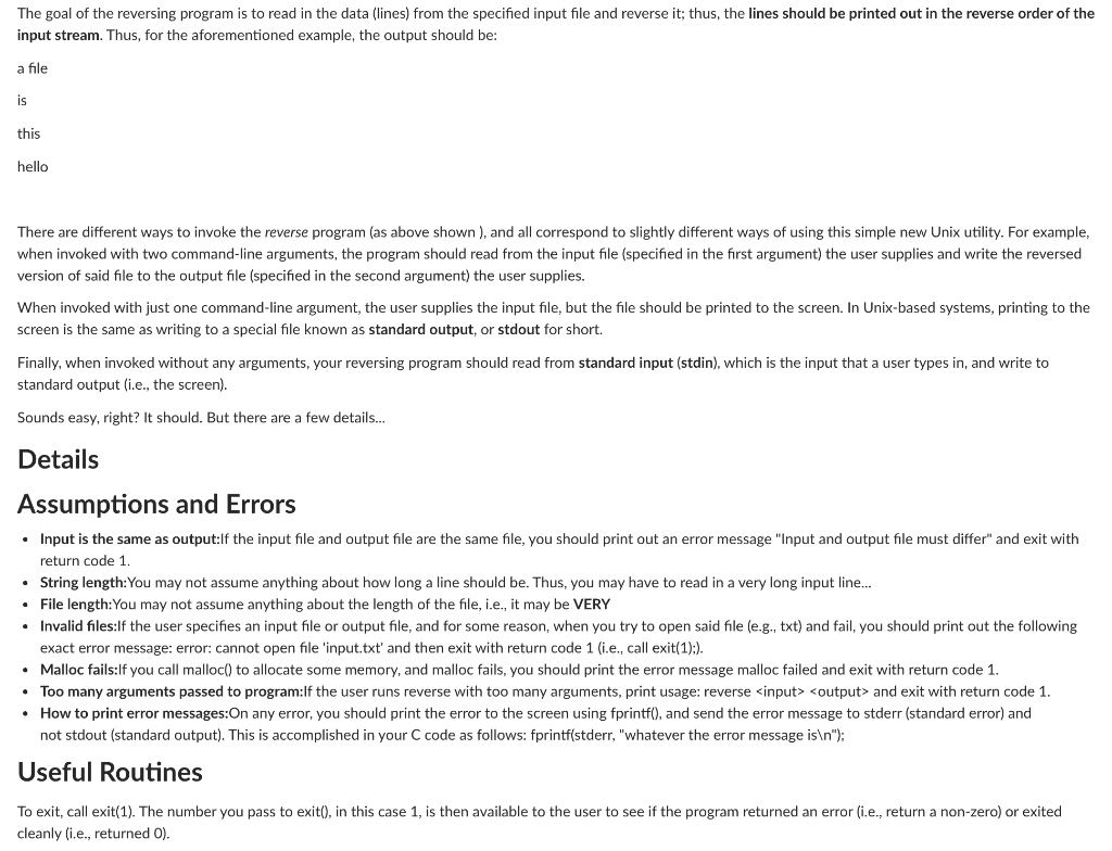Reverse Introduction This project is another warm-up | Chegg.com