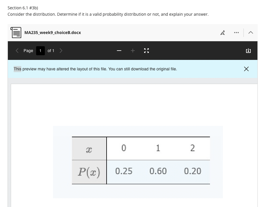 Solved Section 6.1 ﻿#3b)Consider the distribution. Determine | Chegg.com