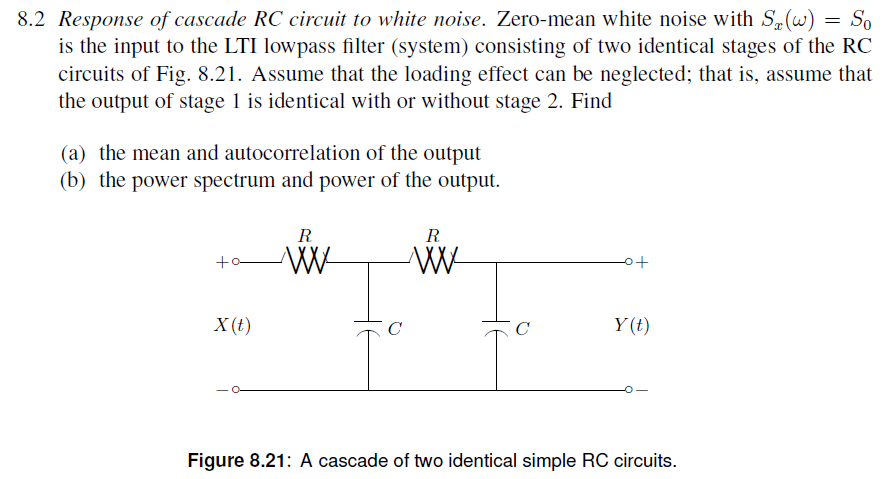 Solved 8.2 Response of cascade RC circuit to white noise. | Chegg.com