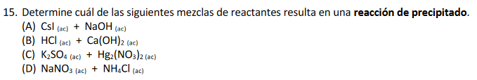 [Solved]: Determine which of the following mixtures of rea