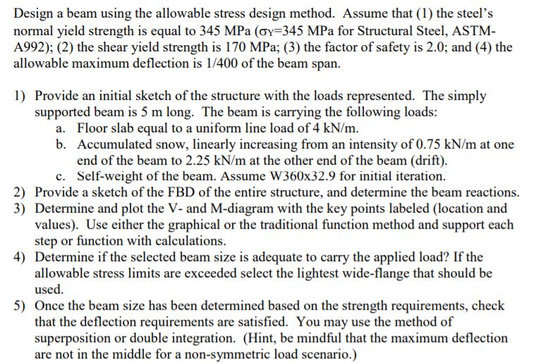 Design a beam using the allowable stress design | Chegg.com