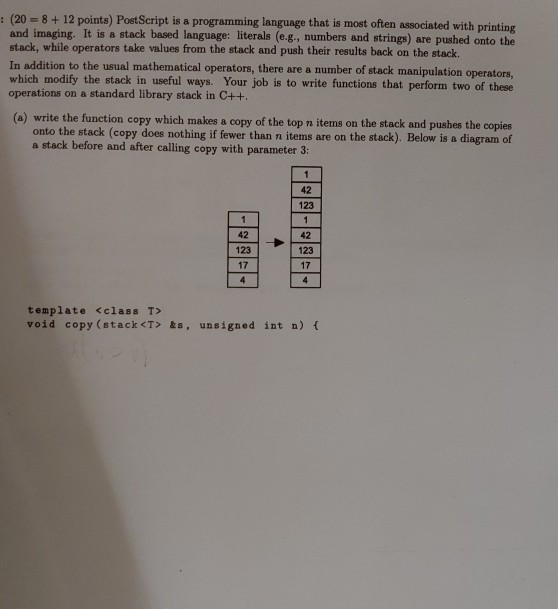 Solved (20 8+12 points) PostScript is a programming language | Chegg.com
