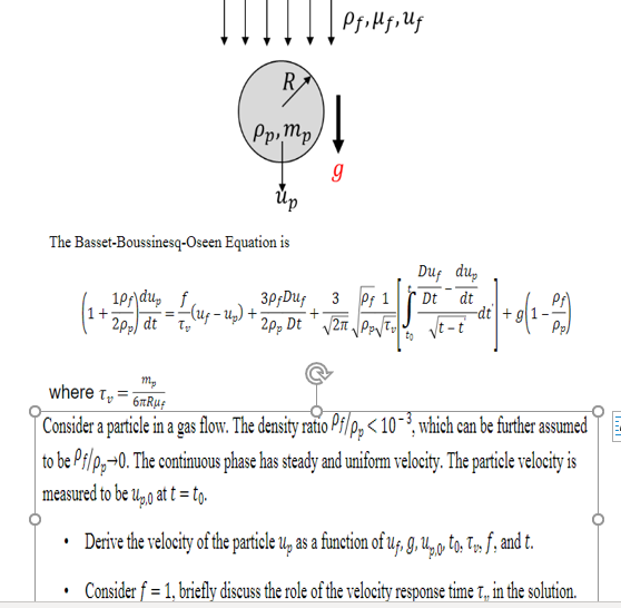 Solved pitp lu The Basset-Boussinesa-Oseen Equation is Dus | Chegg.com