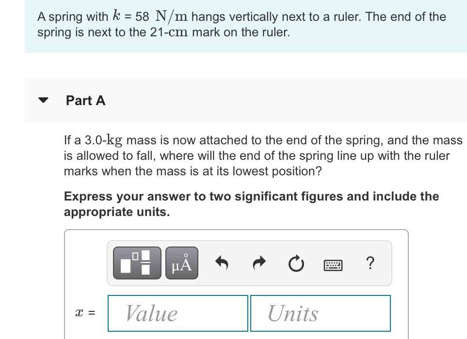 Solved A spring with k 58 N/m hangs vertically next to a | Chegg.com