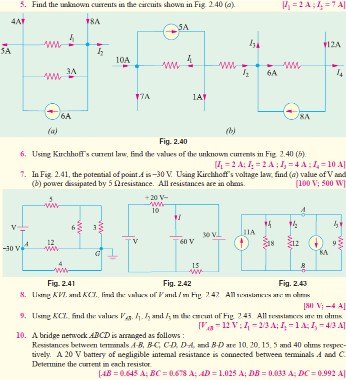 Solved 5. Find the unknown currents in the circuits shown in | Chegg.com