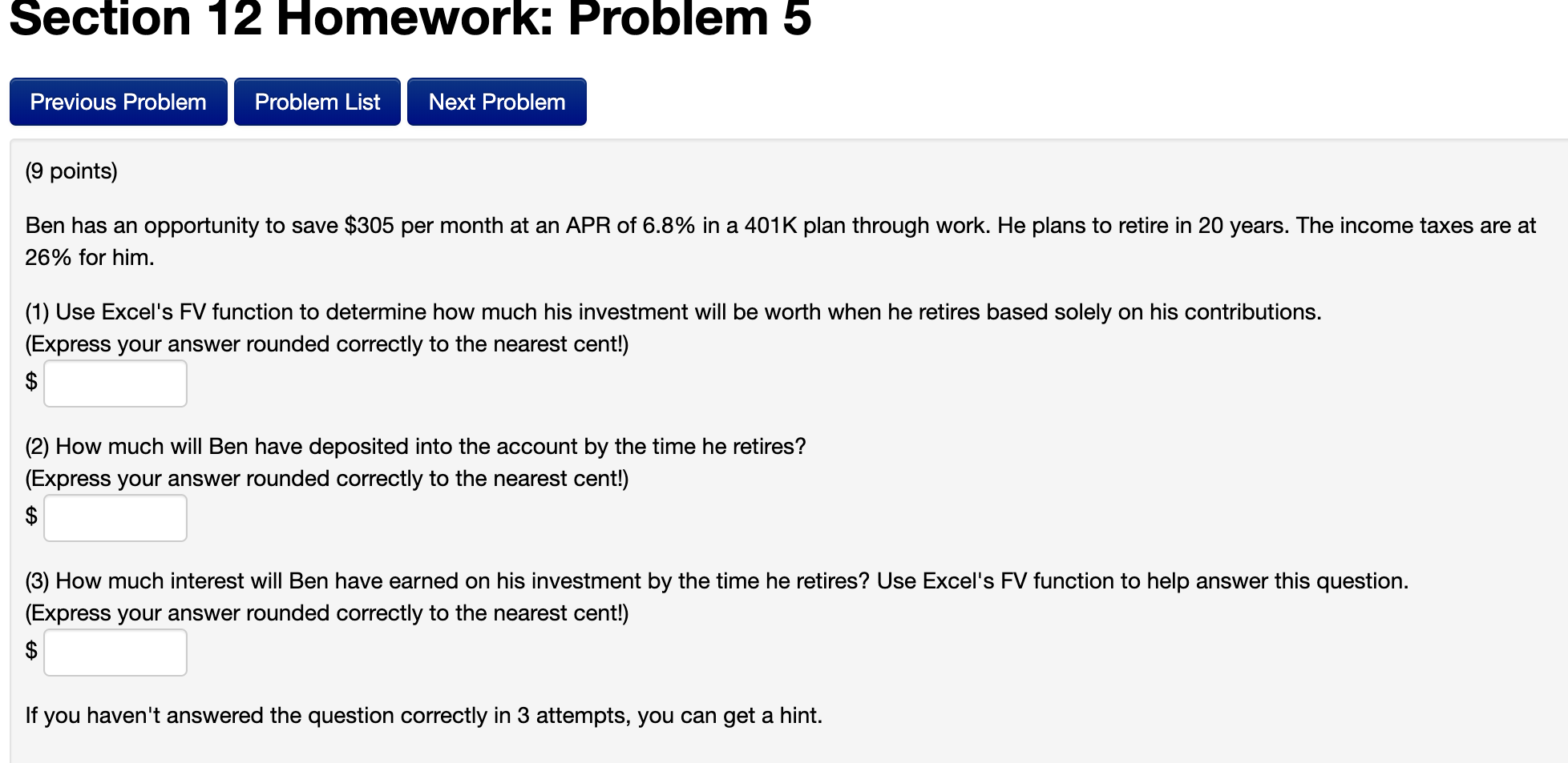 Section 12 Homework: Problem 5 Previous Problem | Chegg.com
