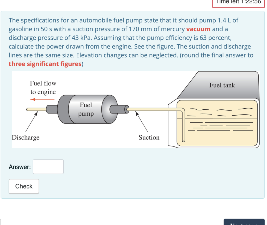 Solved The specifications for an automobile fuel pump state | Chegg.com