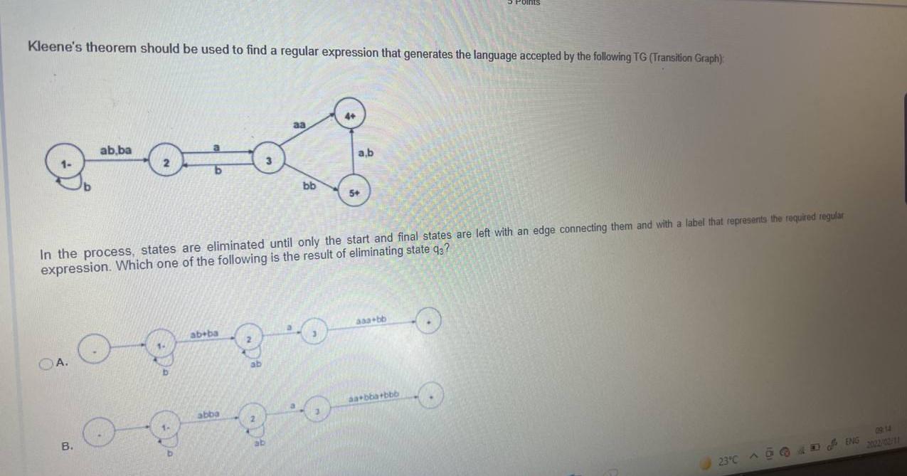 Solved Kleene's theorem should be used to find a regular | Chegg.com