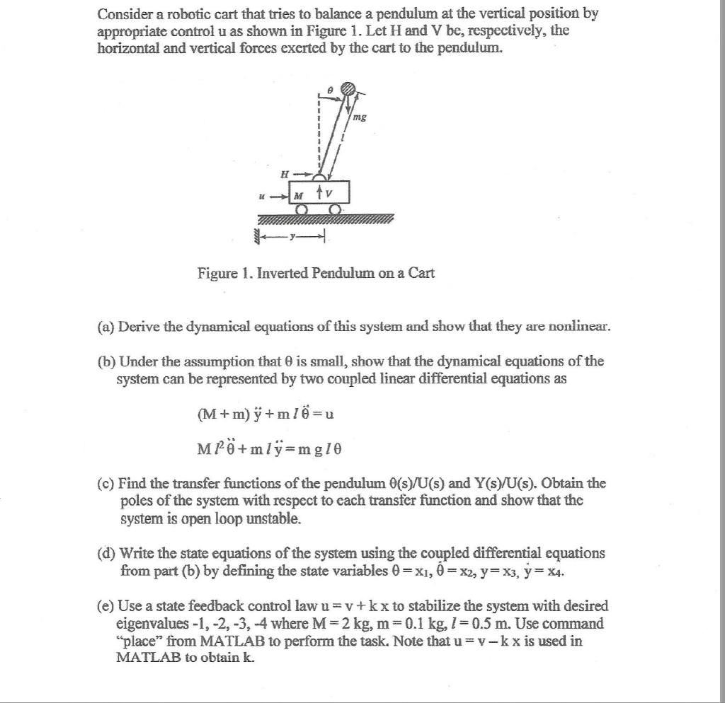 Solved Consider a robotic cart that tries to balance a | Chegg.com