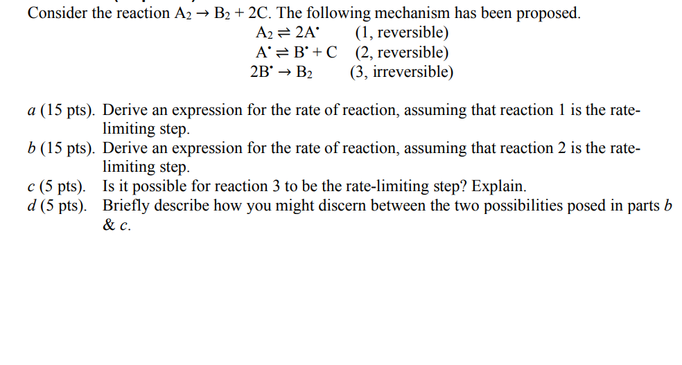 Solved Consider the reaction A2 → B2 + 2C. The following | Chegg.com