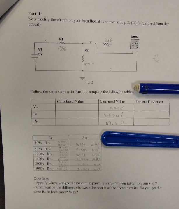 Solved Part II: Now modify the circuit on your breadboard as | Chegg.com
