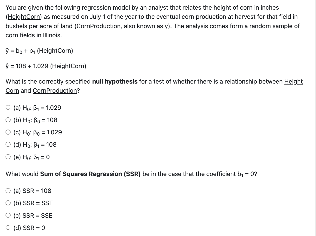 Solved You are given the following regression model by an | Chegg.com