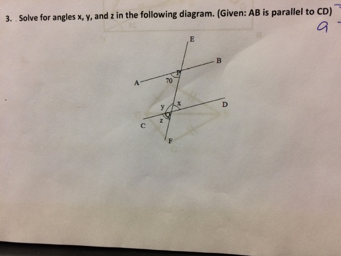 Solved 3. Solve for angles x, y,and z in the following | Chegg.com