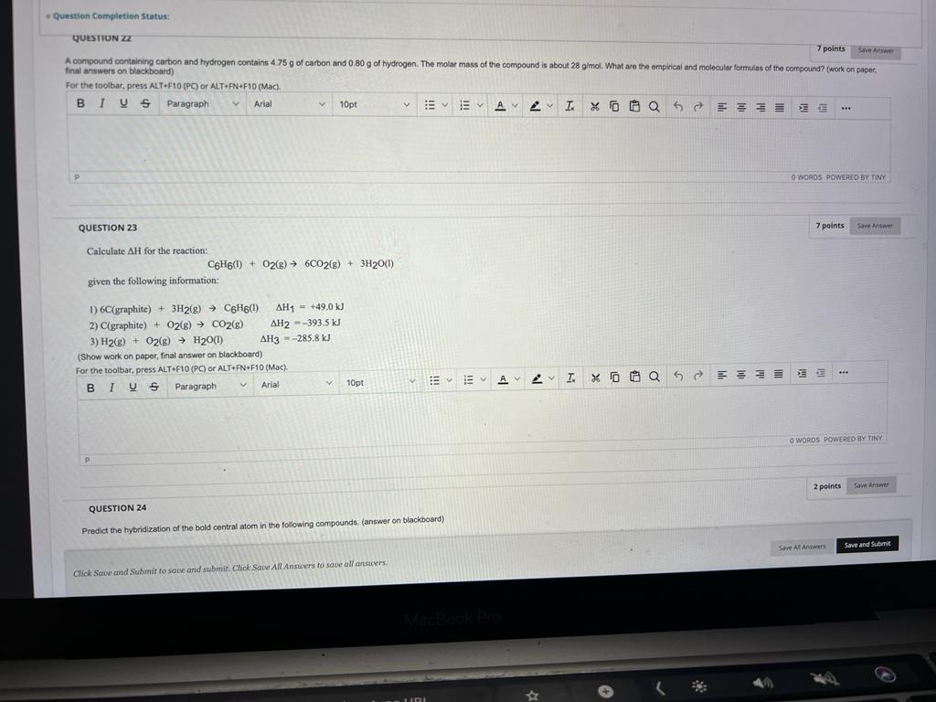 Solved 7 points final answers on blackboard) QUESTION 23 7 | Chegg.com