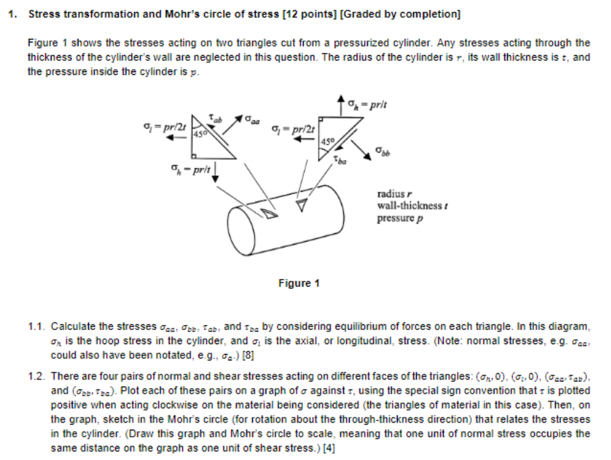 Solved Stress transformation and Mohr's circle of stress [12 | Chegg.com